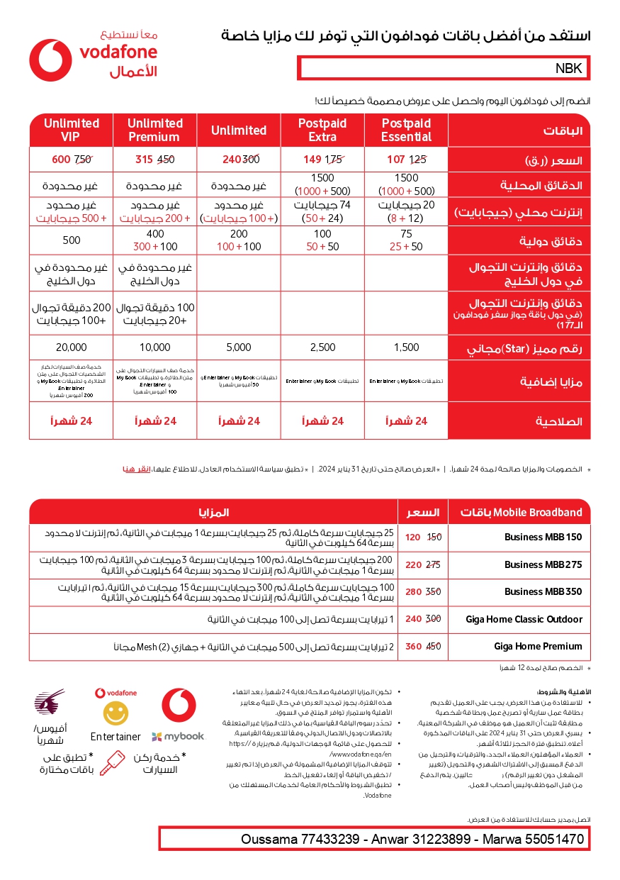 New Vodafone Business offer 2023 for NBK – Nasser Bin Khaled
